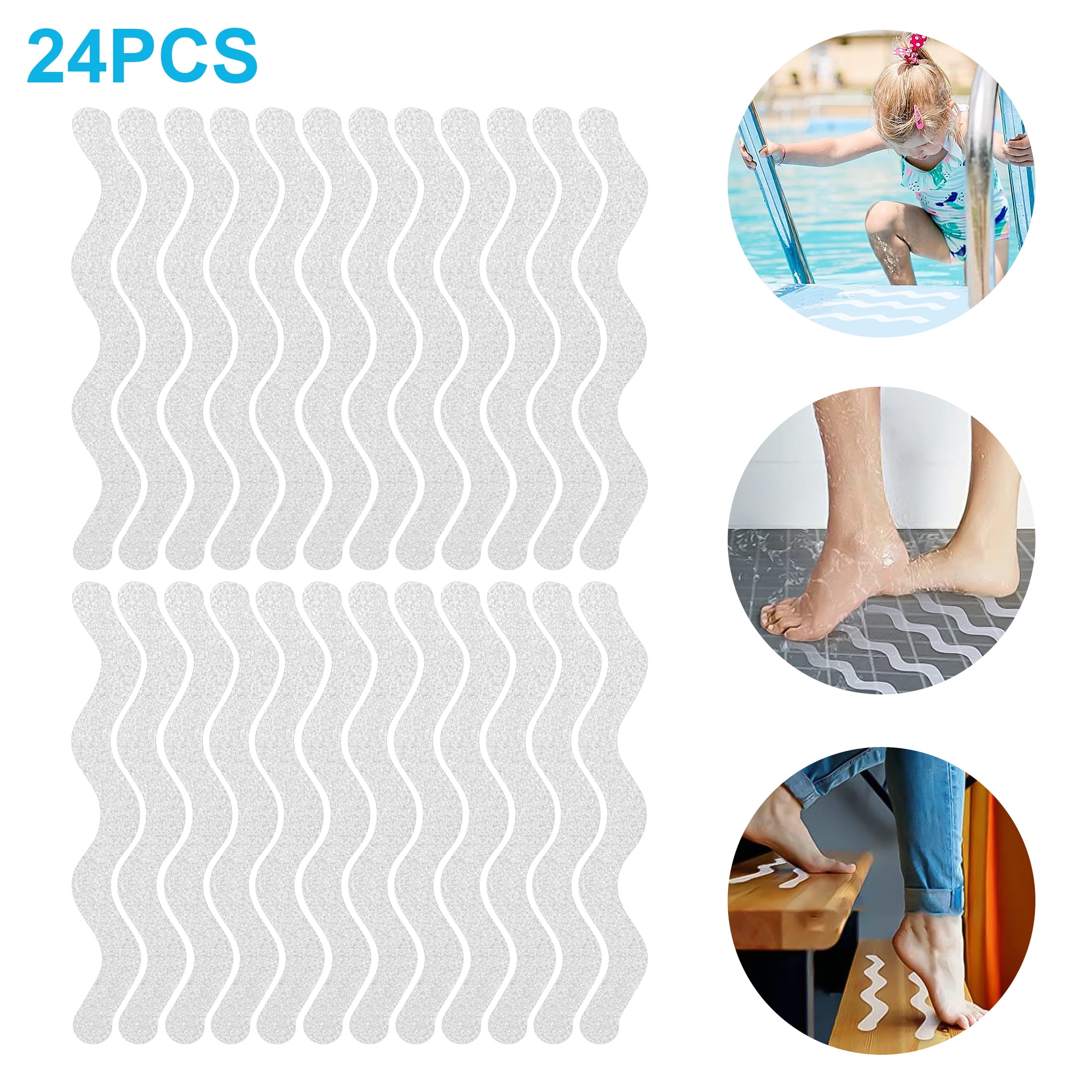 TSV 24pcs Bathtub Stickers, Anti-Slip Shower Safety Treads, White ...