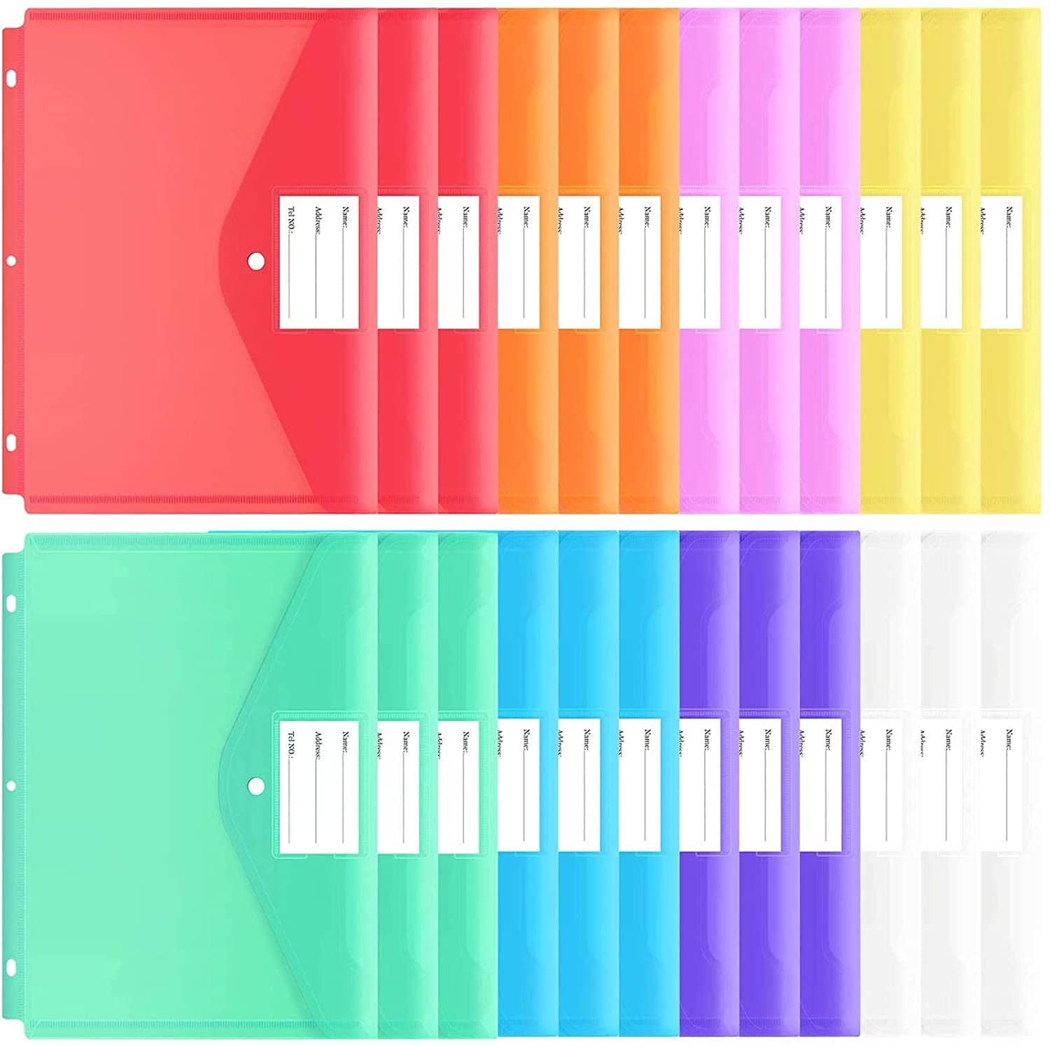 24pcs Binder Folders, Binder Pocket for 3 Ring, Binder Organizer File ...