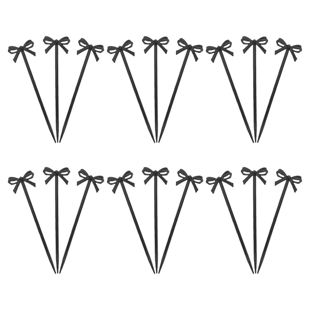 GOOHOCHY 24pcs Black Bow Food Picks for Appetizers Cupcakes and Fruit ...