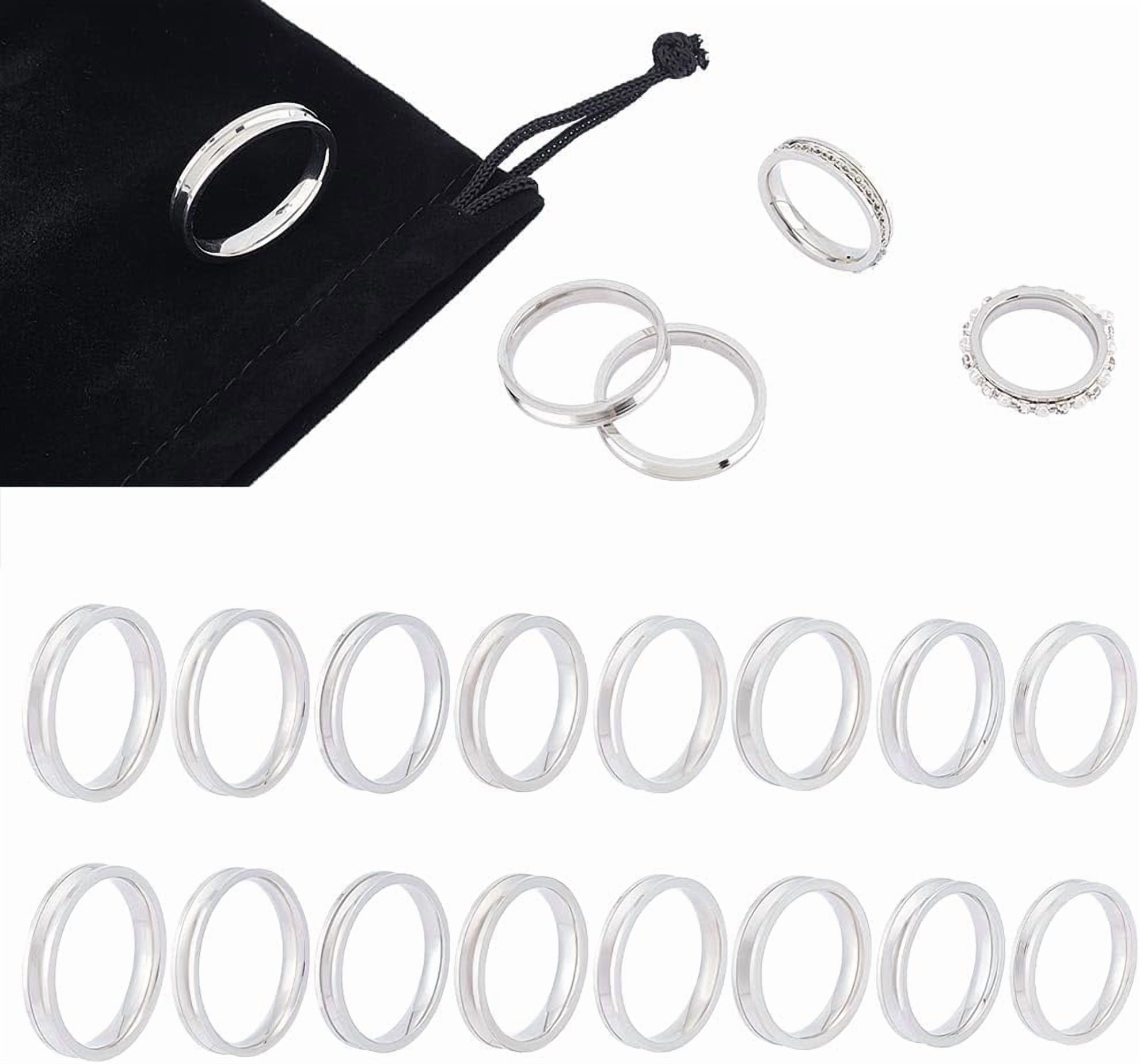 24pcs Blank Core Ring Set - Size 6-13 Stainless Steel 2mm Narrow ...