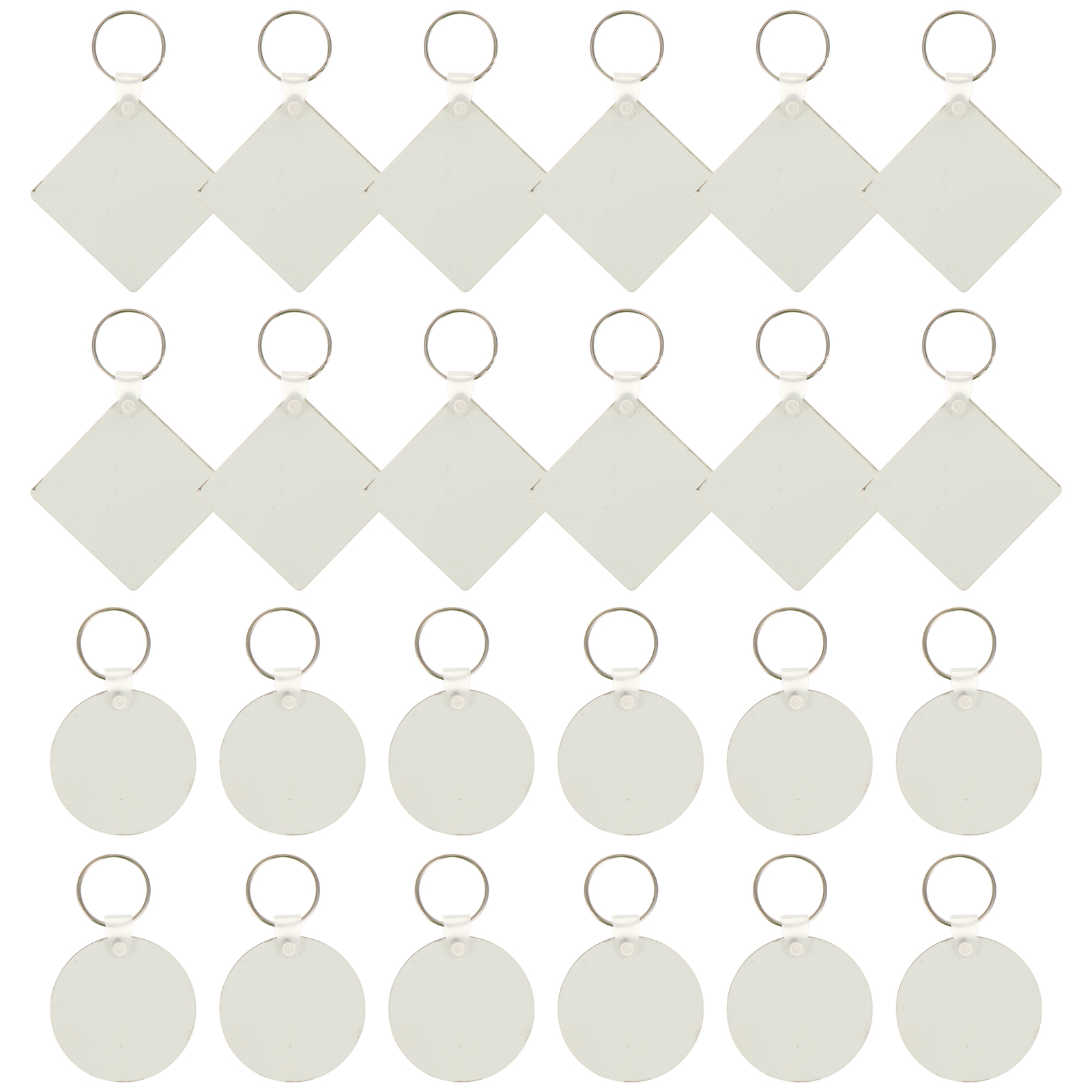 24pcs Blank Key Ring Heat Transfer Key Ring DIY Keychain Pendant Key ...