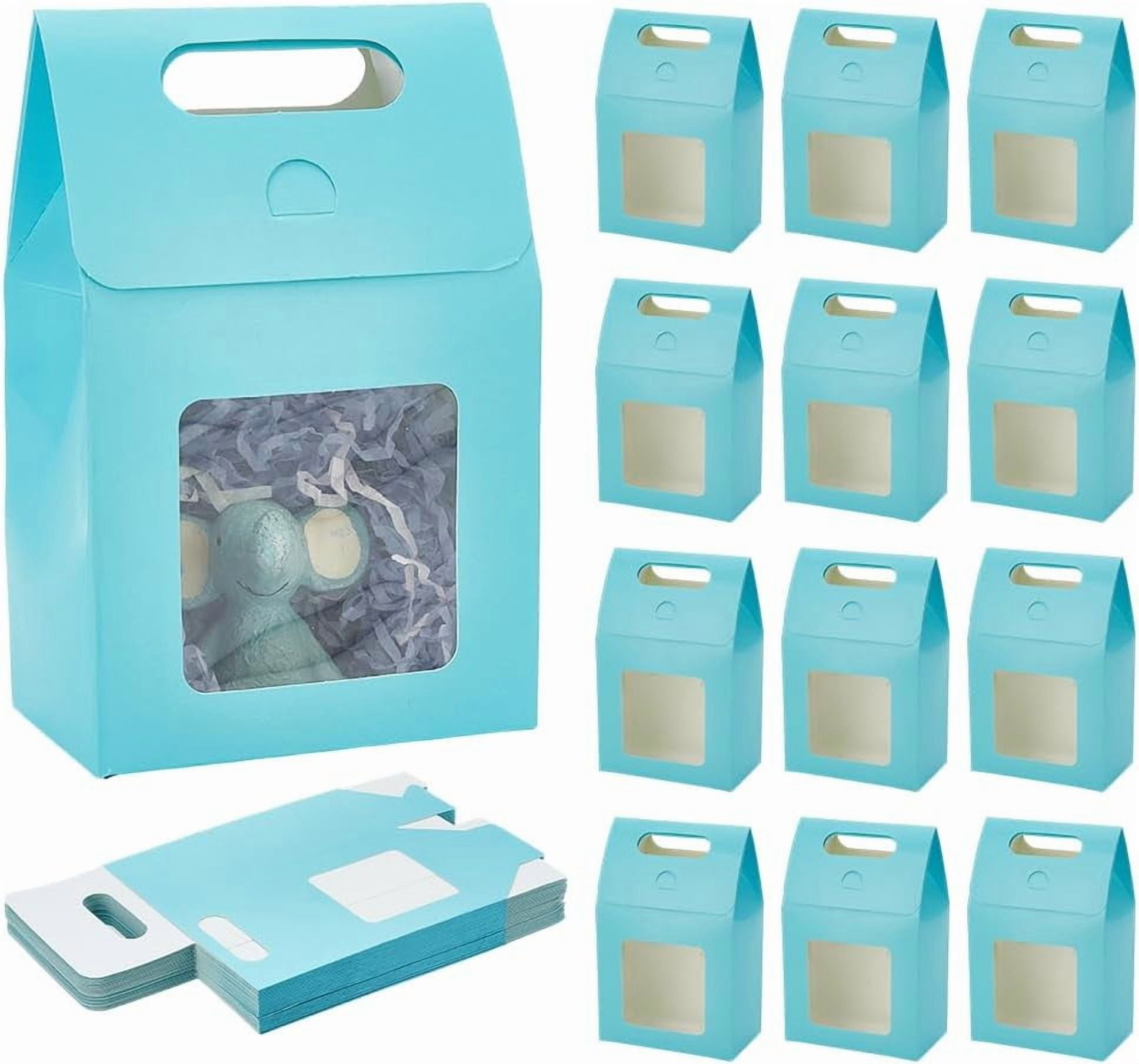 24pcs Blue Gift Box with Handle Small Goodies Boxes Gable Paper Gift ...