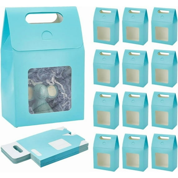 24pcs Blue Gift Box with Handle Small Goodies Boxes Gable Paper Gift ...
