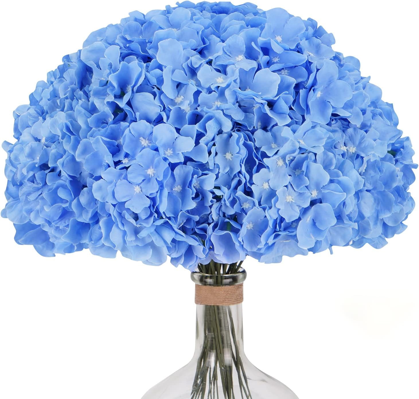 24pcs Blue Hydrangea Artificial Flowers, Faux Hydrangea Flowers with ...