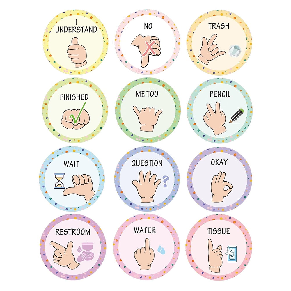 24pcs Boho Classroom Hand Signals Posters Classroom Seat Signals Decors ...