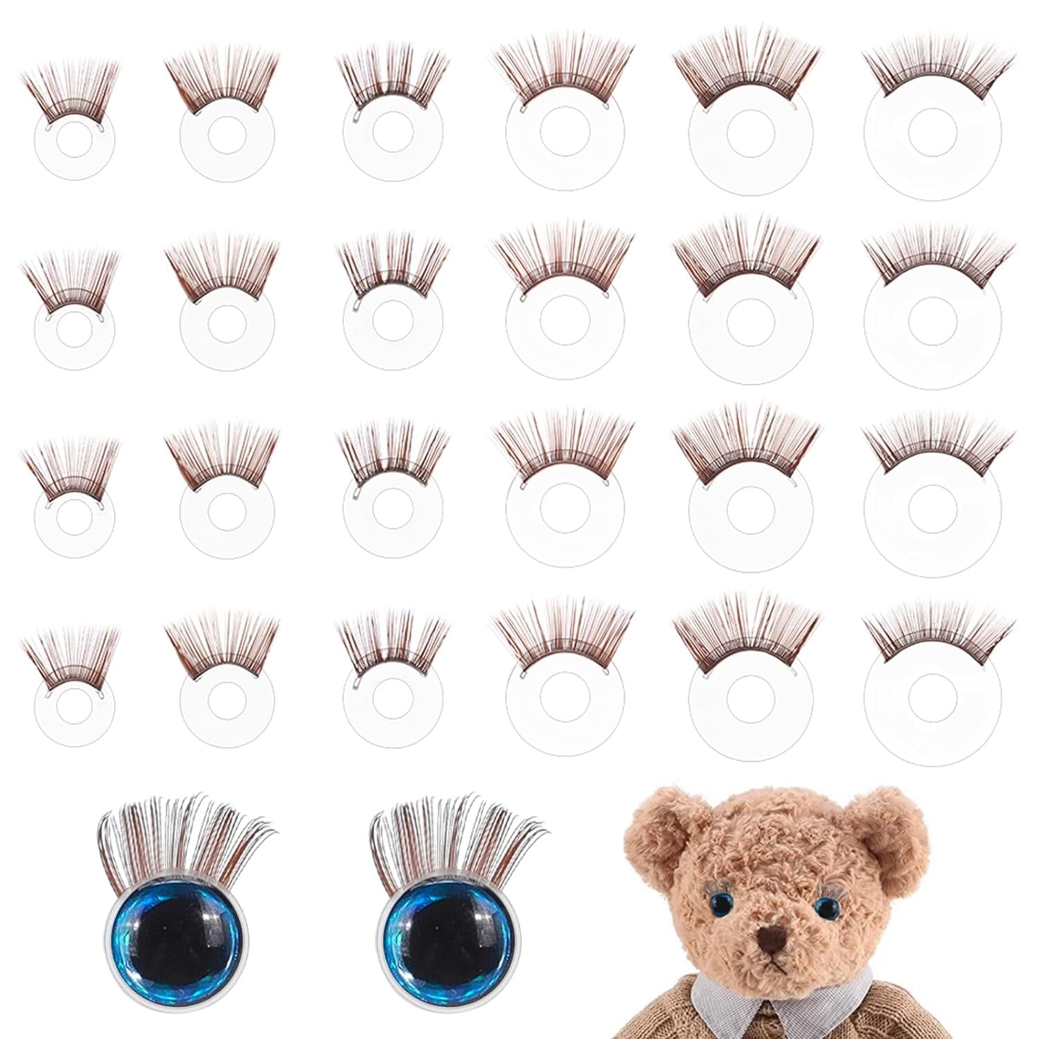 24pcs Brown Eyelashes Safety Eye Lashes 6 Sizes Eye Make Up Accessories ...