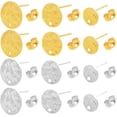 24pcs Butterfly Earring Backs and 24pcs Textured Blank Flat Round Stud ...