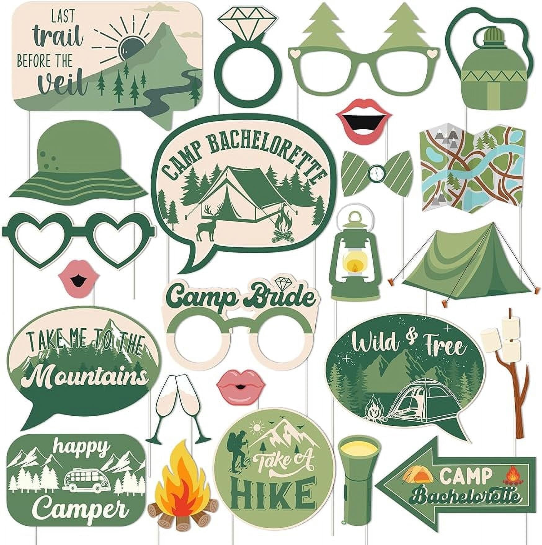 24pcs Camp Bachelorette Photo Booth Props Camping Bachelorette Party ...