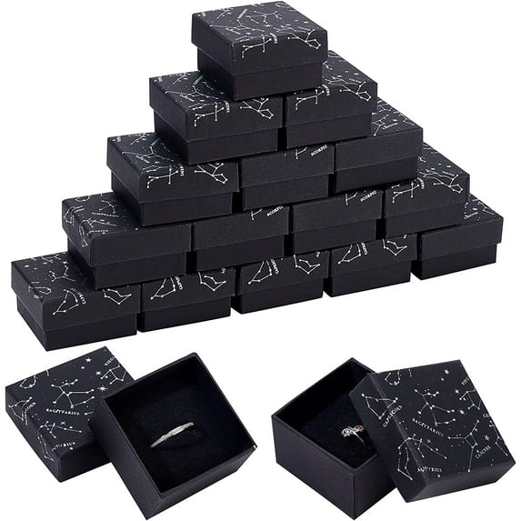 24pcs Cardboard Jewelry Boxes 5.3x5.3cm Hot Stamping Jewelry Cardboard ...