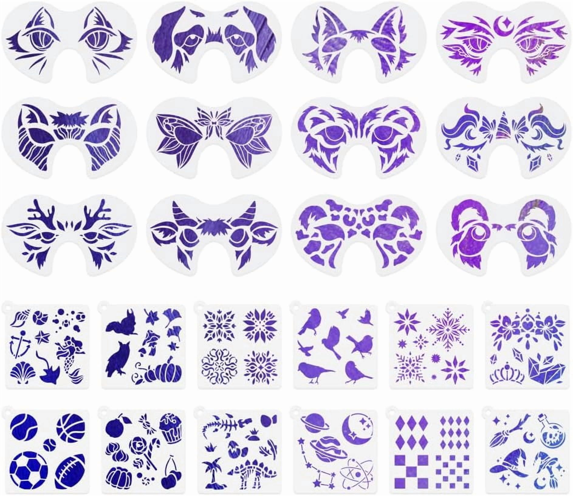 24pcs Cartoon Animals Face Paint Stencils 7.9