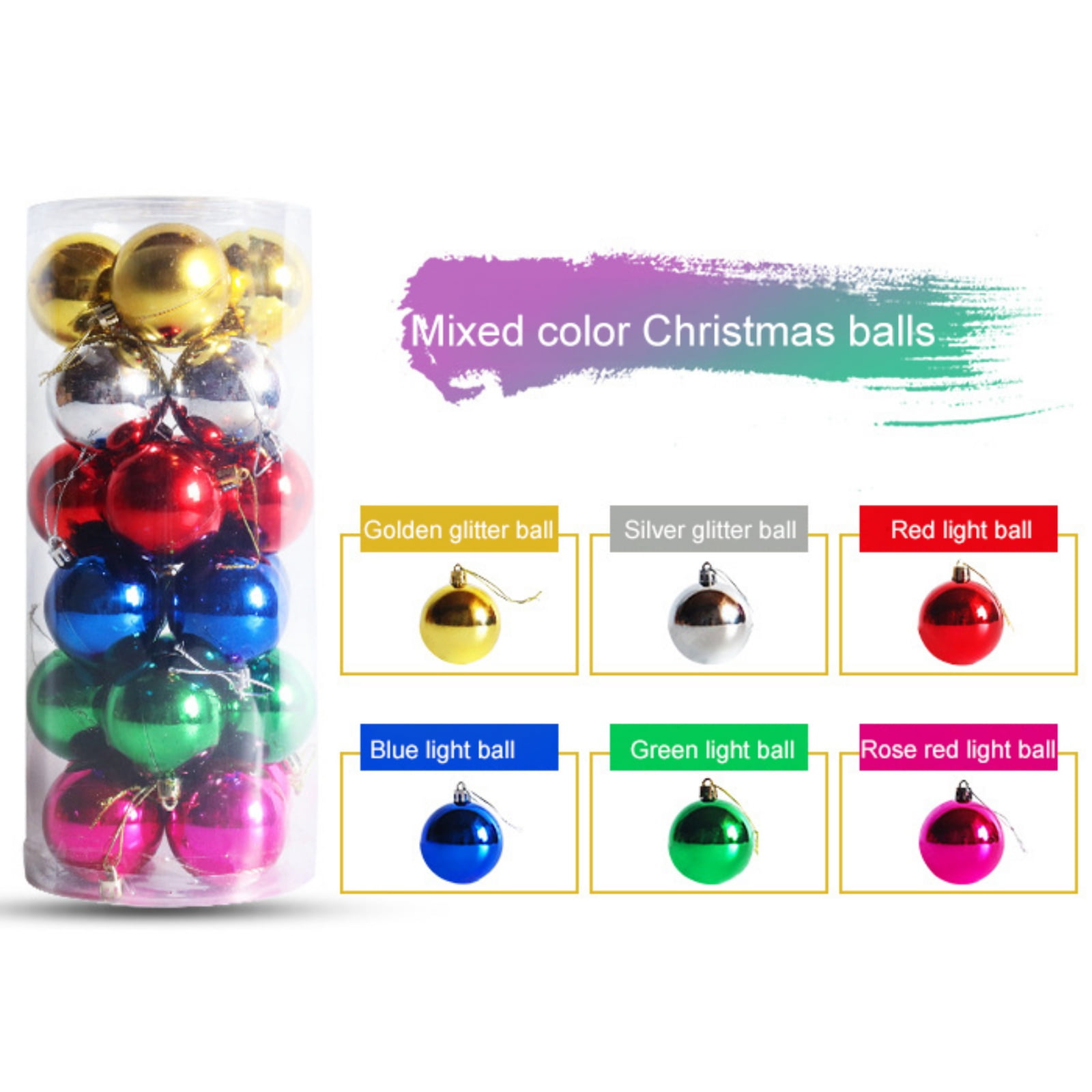 24pcs Christmas Ball Baubles Shatterproof Plastic Hanging Balls Pendant ...