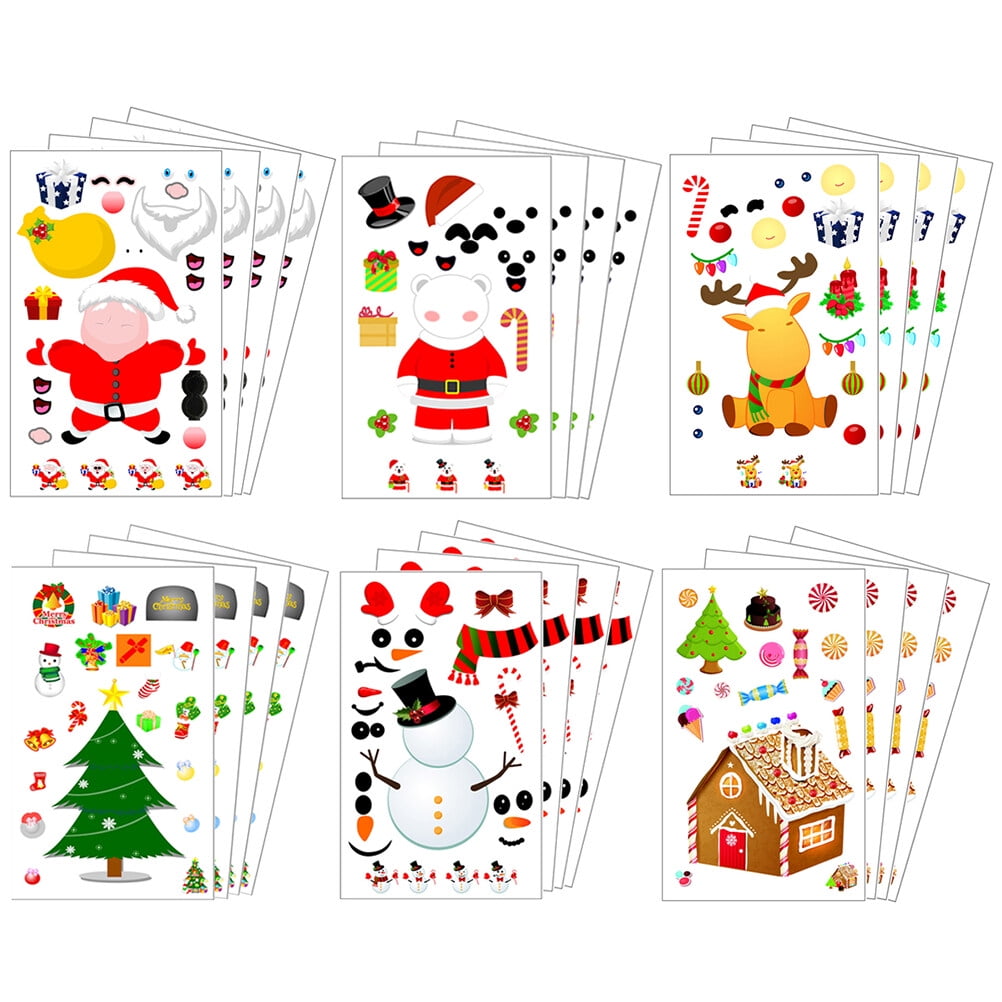 24pcs Christmas Face Stickers Set, Creative and Beautiful Decals for ...