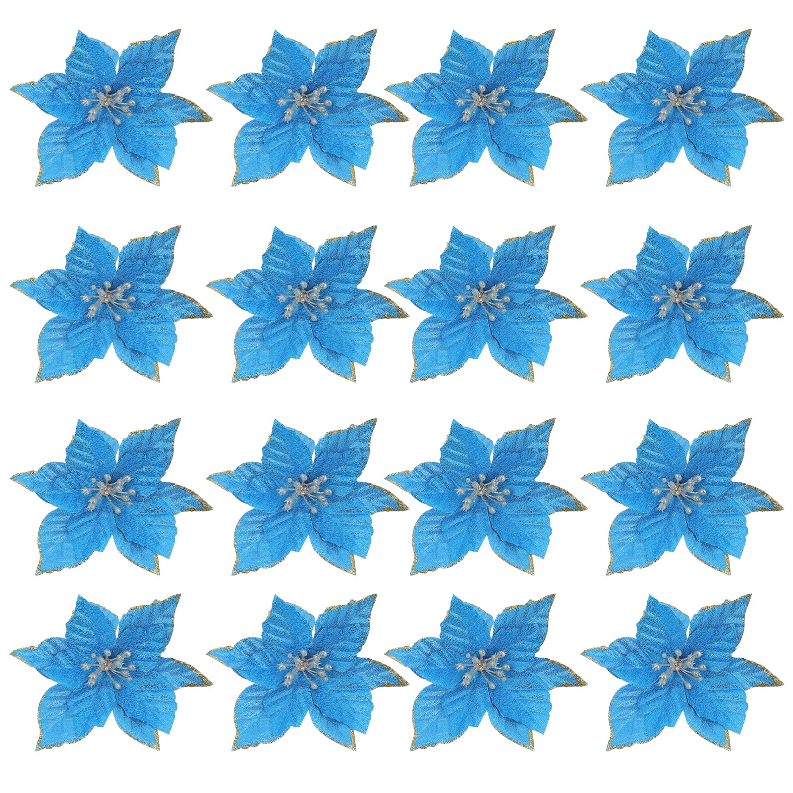 24pcs Christmas Fake Flower Xmas Glitter Flower Table Setting Christmas Flower