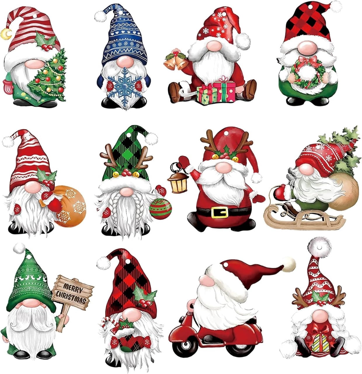 24pcs Christmas Gnome Wooden Hanging Ornaments,Wood Hanging Decor for ...
