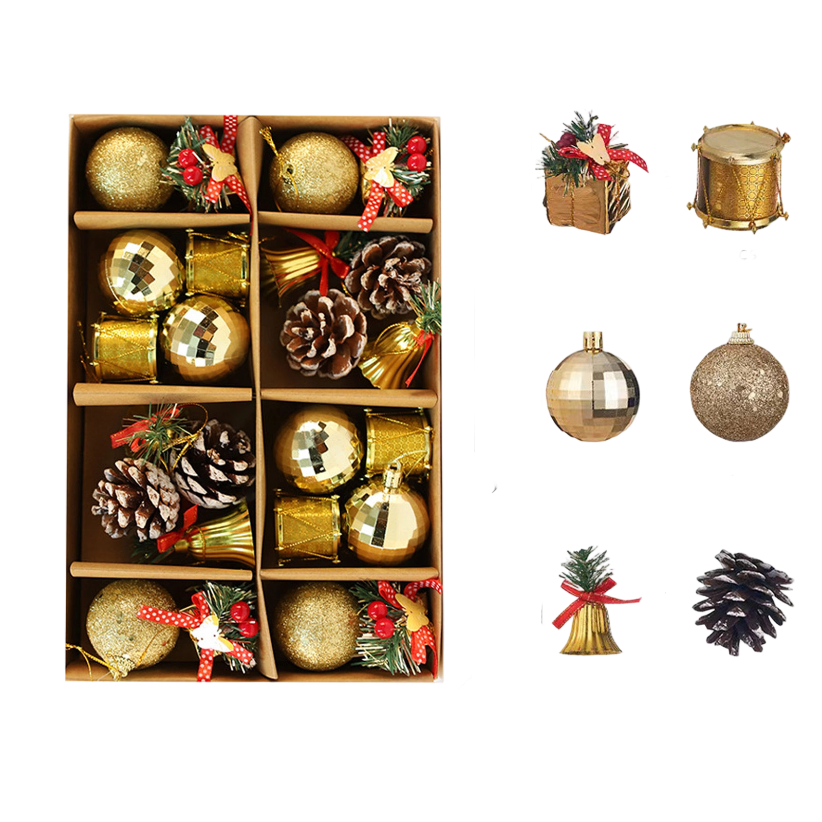 24pcs Christmas Ornament Ball & Bell Set – Hanging Xmas Tree ...