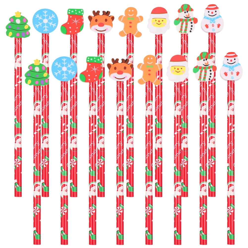 24pcs Christmas Pencils Eraser Topper Pencils Christmas Themed Pencils ...