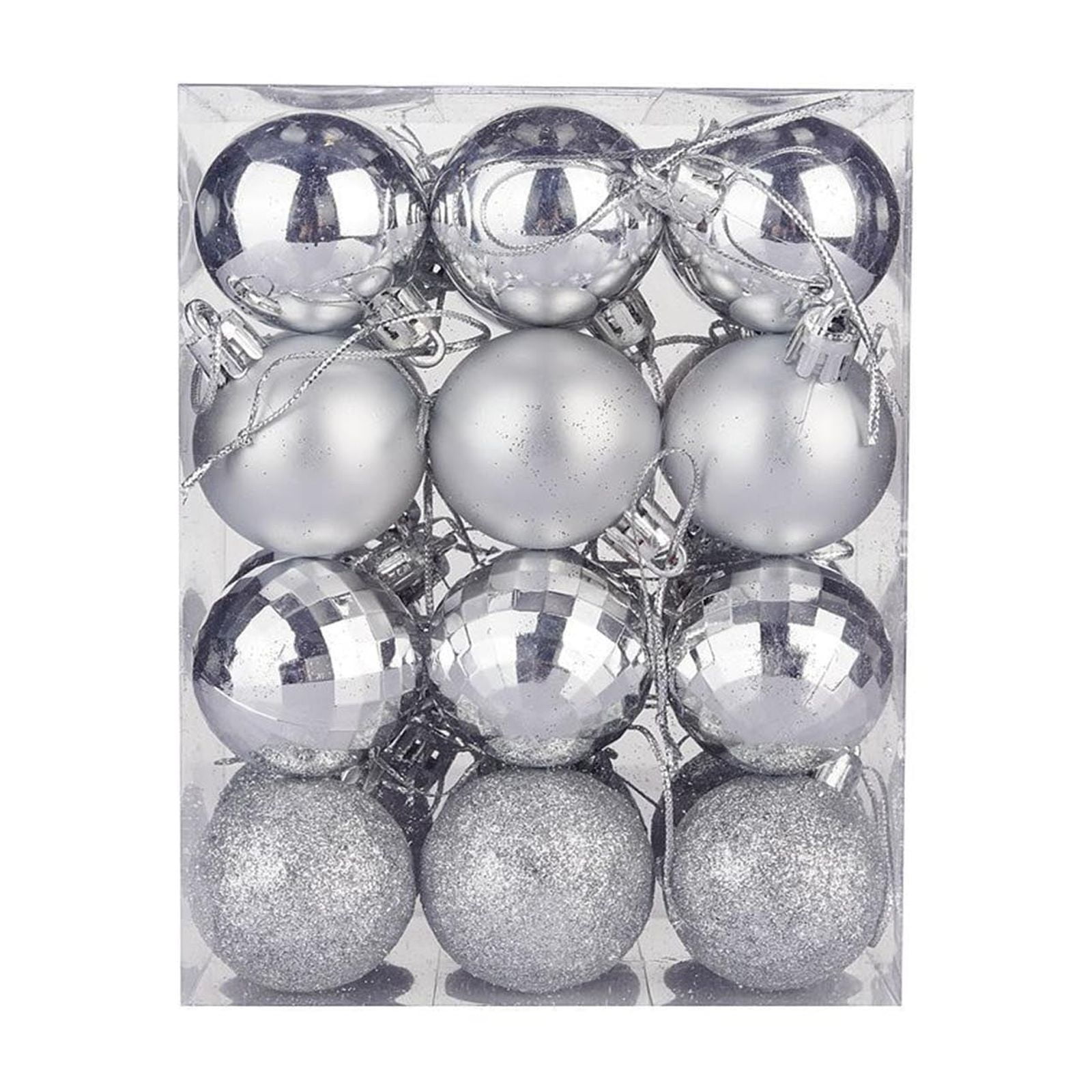 24pcs Christmas Tree Decorations - 1.57in Shiny, Matte & Glitter Powder ...