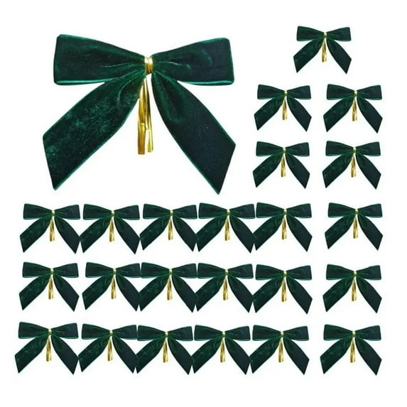 24pcs Christmas Velvet Bows Velvet Bows Set Christmas Bow Pendant ...