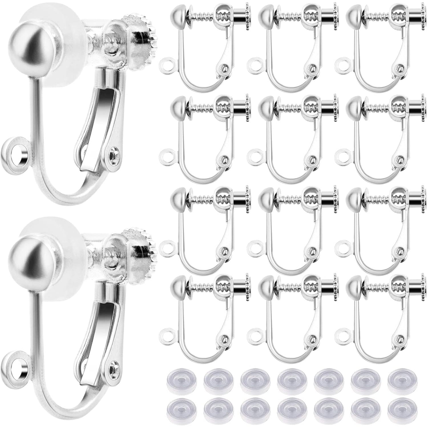 24pcs Clip-on Earring Converters Brass Screw Back Earwire Non Pierced ...