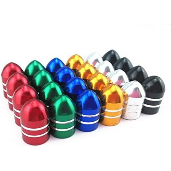 24pcs Colorful Stripe Bullet Aluminum Bicycle Bike Tire American Style ...