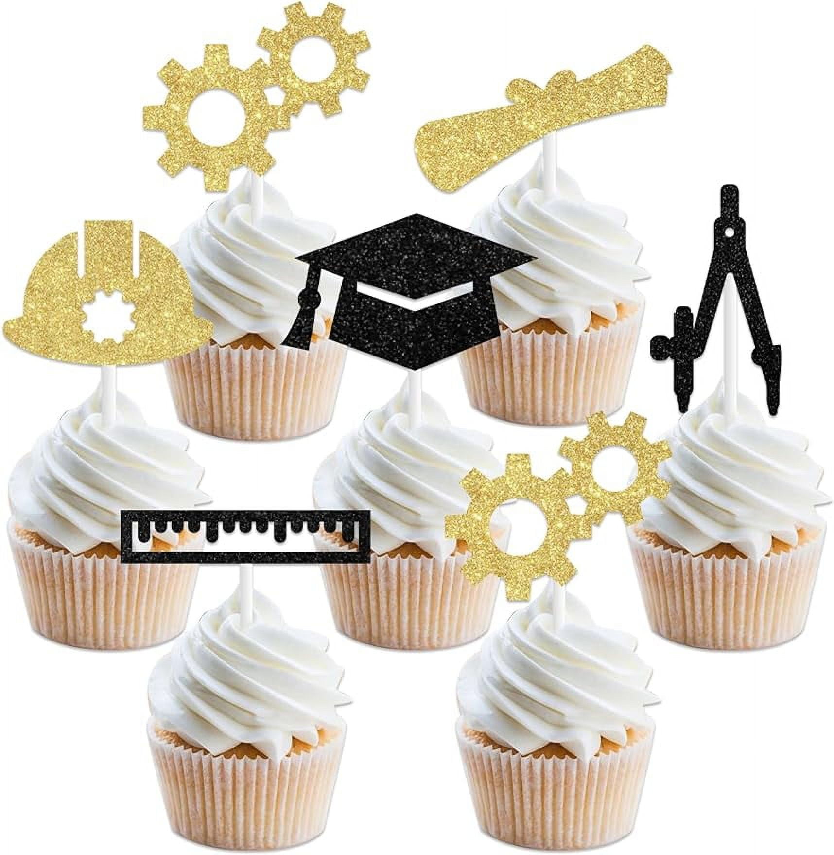 24pcs Congrats Engineer Cupcake Toppers, Glitter Congrats Grad Engineer ...