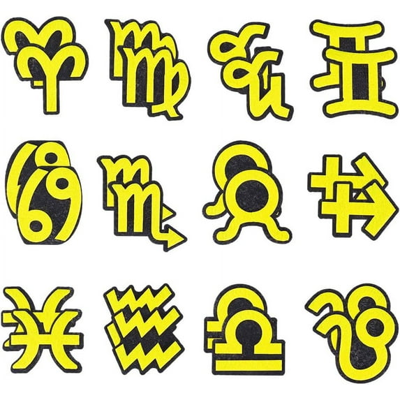 24pcs Constellation Symbols Felt Patches 12 Constellations Sew on Cloth Patches Felt Cloth ...