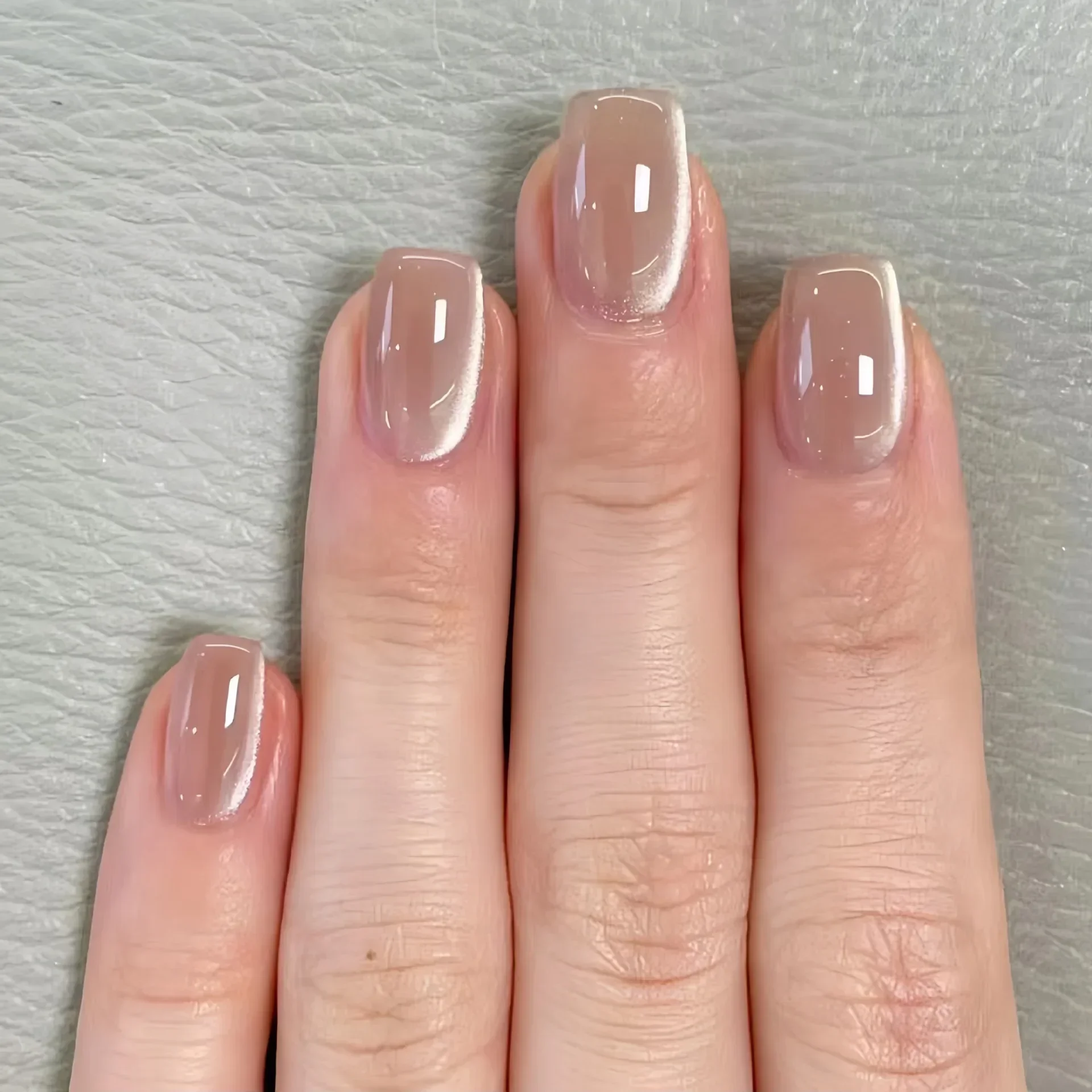 24pcs Crystal Cat Eye False Nails with Glue Short Square Press on Nails ...