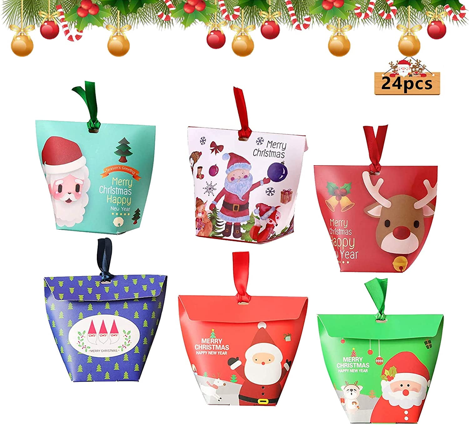 24pcs Decorative Christmas Candy Boxes Christmas Gift Boxes Christmas ...
