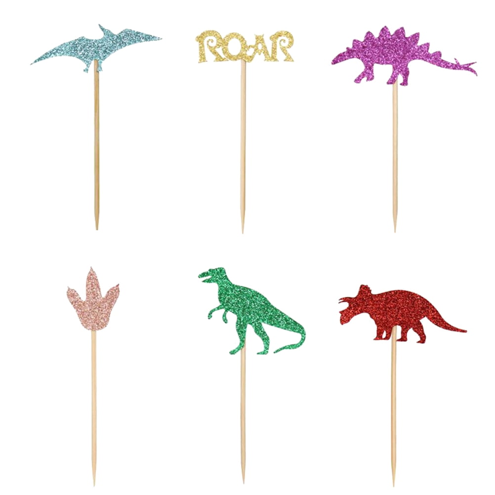 24pcs Dinosaur Cake Toppers Tyrannosaurus Pterosaur Triceratops Picks ...