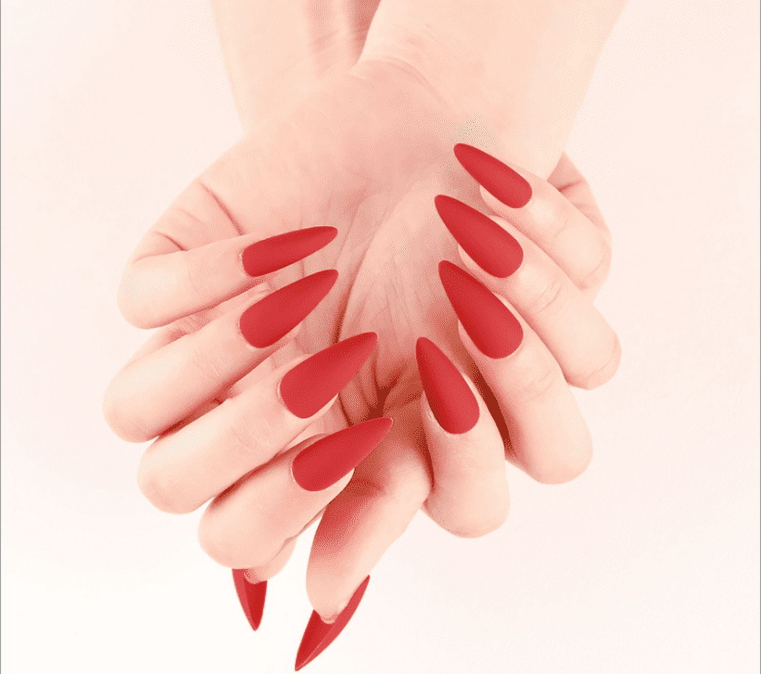 24pcs Fake Nails Matte Pure Color Medium Long Stiletto Almond Press on ...