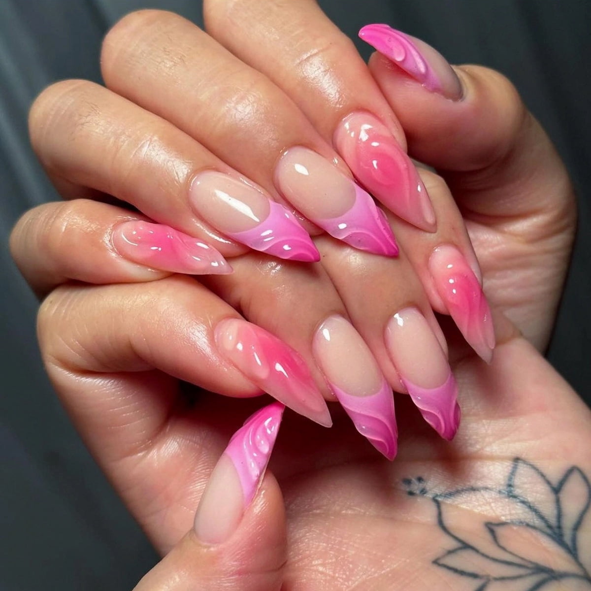 24pcs French Style Fake Nail Tips 3D Water Drop Butterfly Shell Designs ...