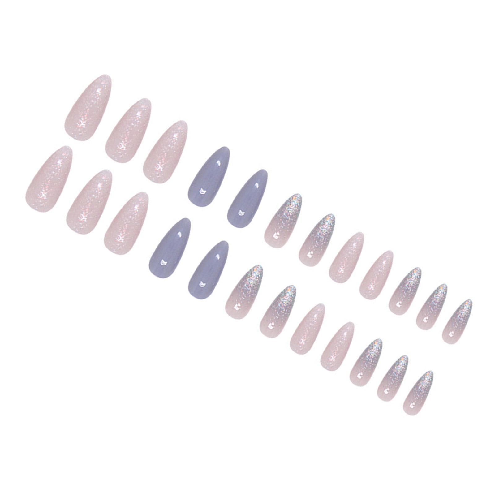 24pcs French Tip Acrylic Nails Almond False Nails on Nails Easy To ...