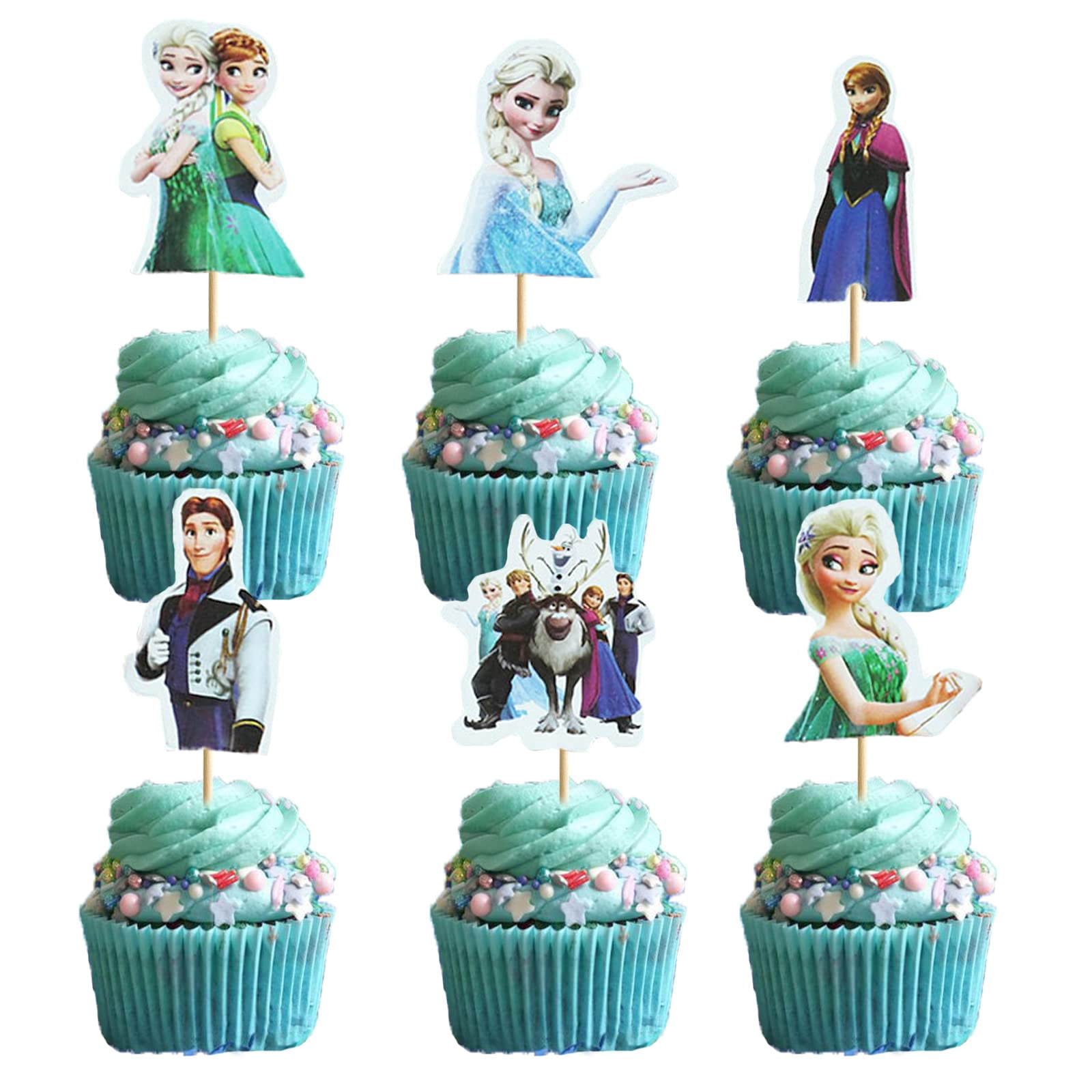 24pcs Froze Princess Cupcake toppers Froze Birthday Party Supplies Cake ...