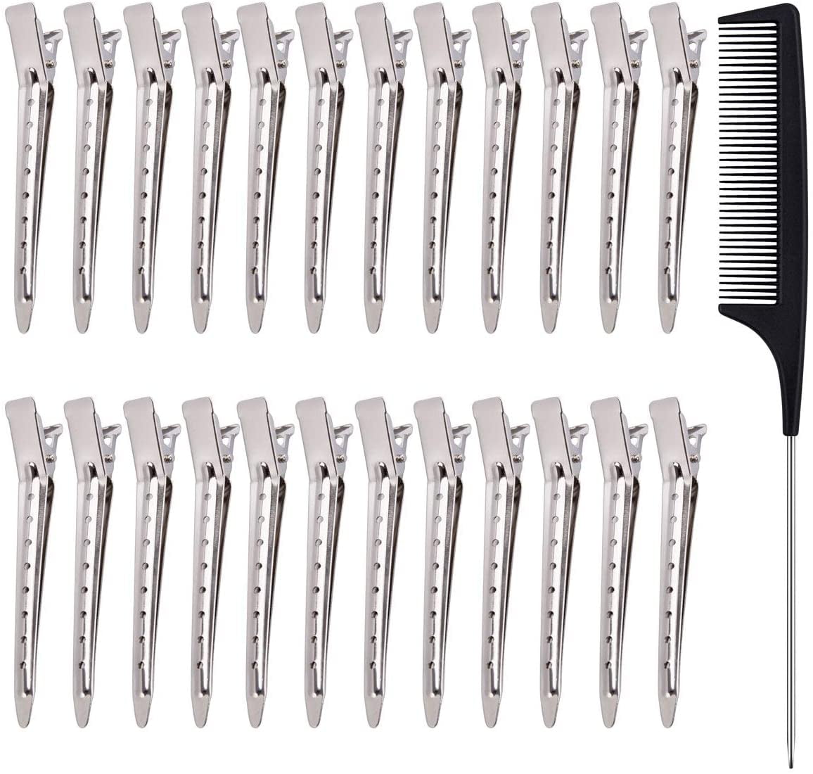 24pcs Hair Sectioning Clips with Styling Comb, 3.5 Inches Duckbill Hair ...