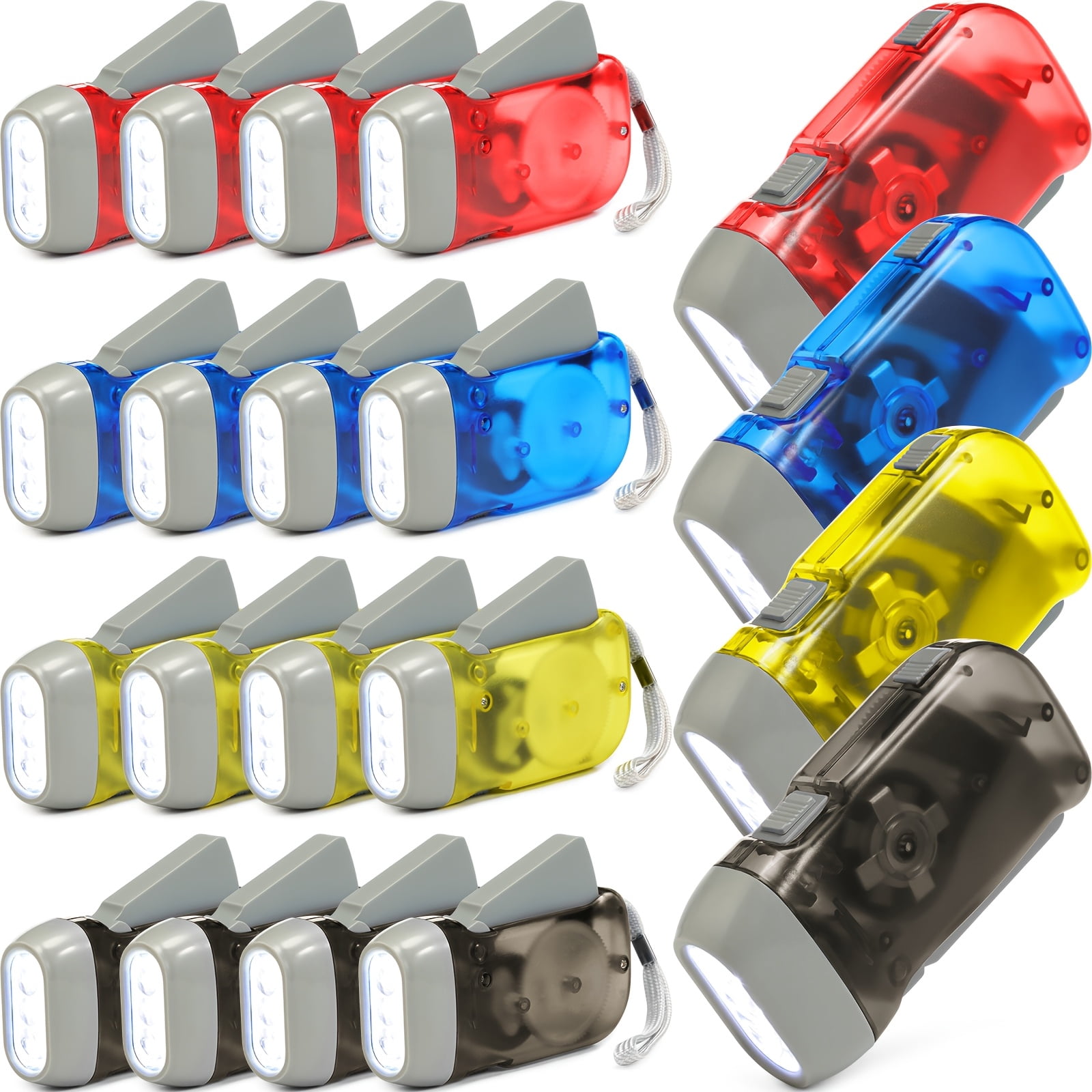 24pcs Hand Crank Flashlight No Battery Flashlight with LED Self Powered ...
