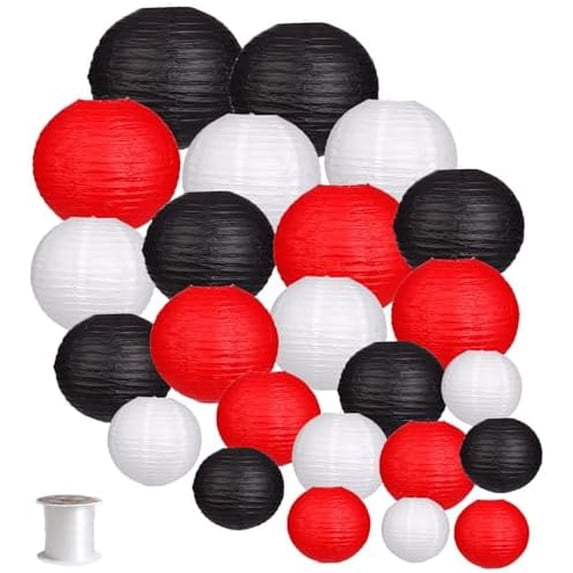 24pcs Hanging Round Paper Lanterns for Wedding Birthday Party Baby ...