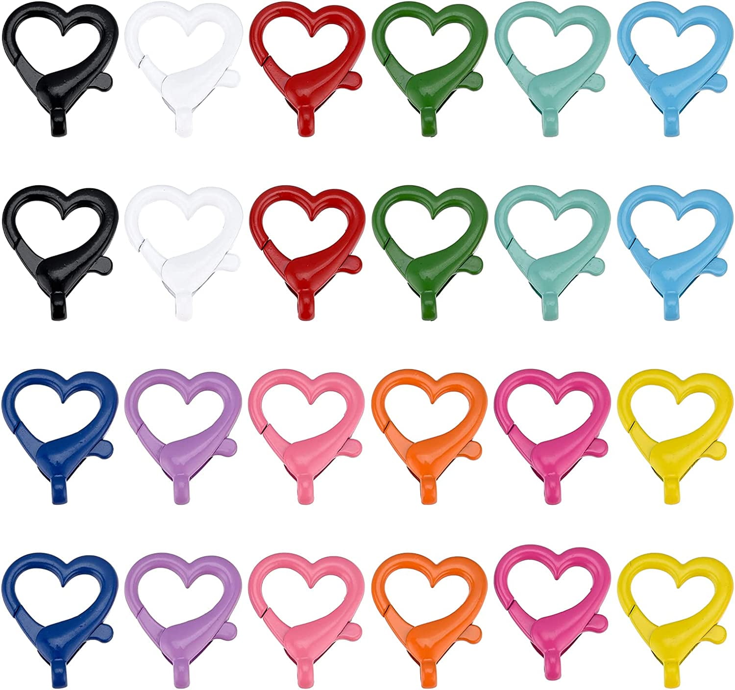 24pcs Heart Shape Lobster Claw Clasps 12 Colors Swivel Snap Clip ...