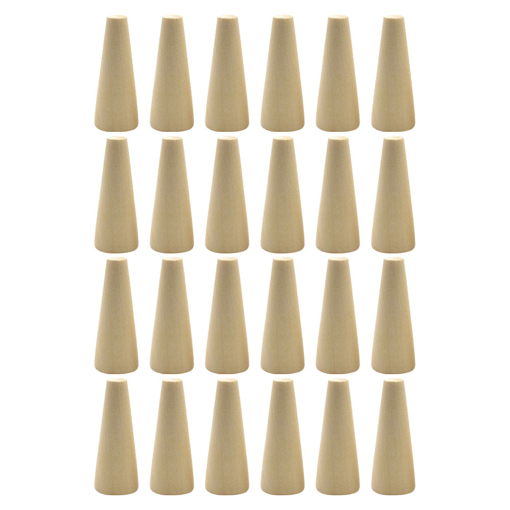 OUNONA Holders for Display Wooden Cone Stand Light Yellow 24Pack 1.8In ...