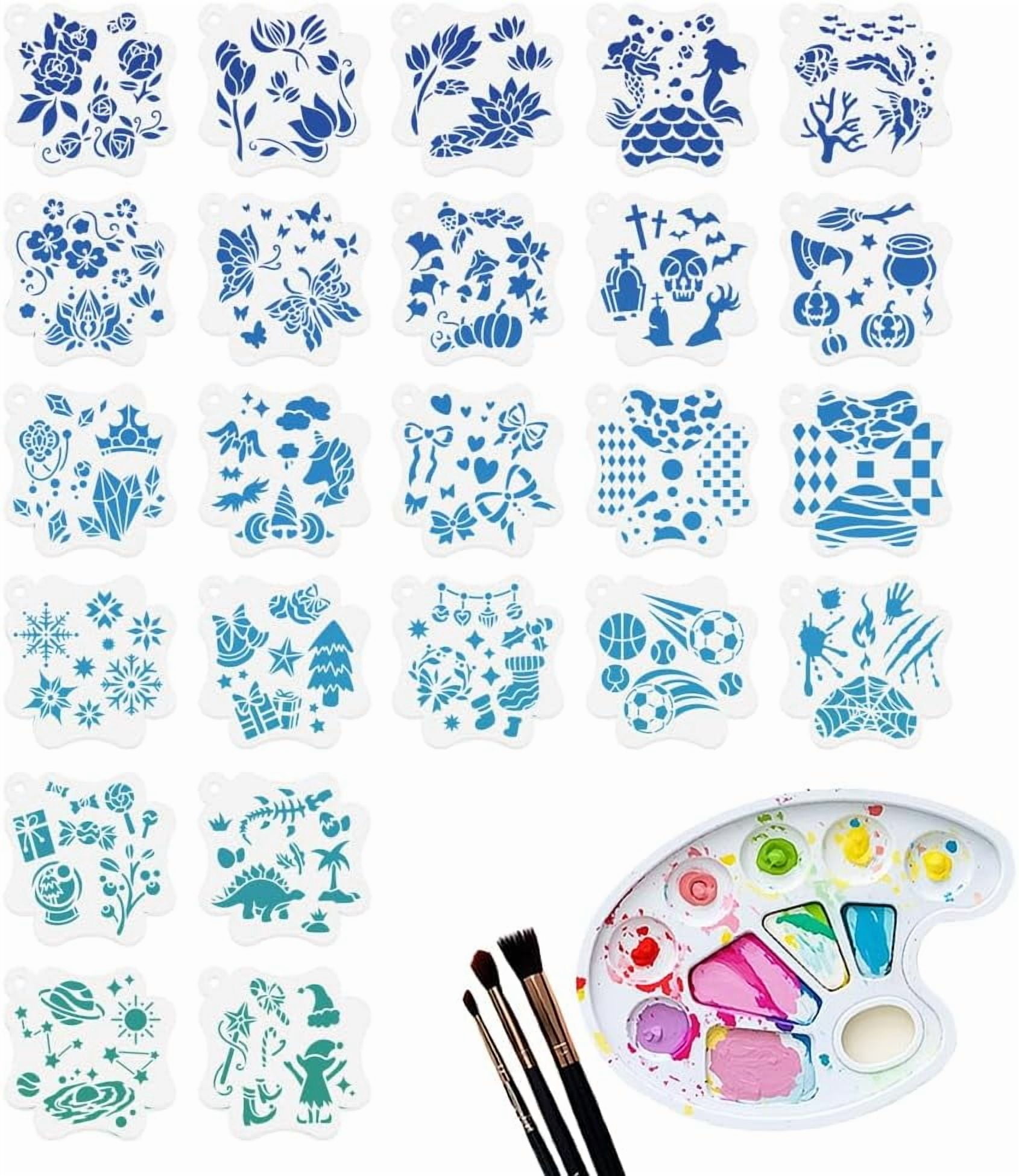 24pcs Holiday Face Paint Stencils 5.1"x5.1" Christmas Reusable Plastic ...
