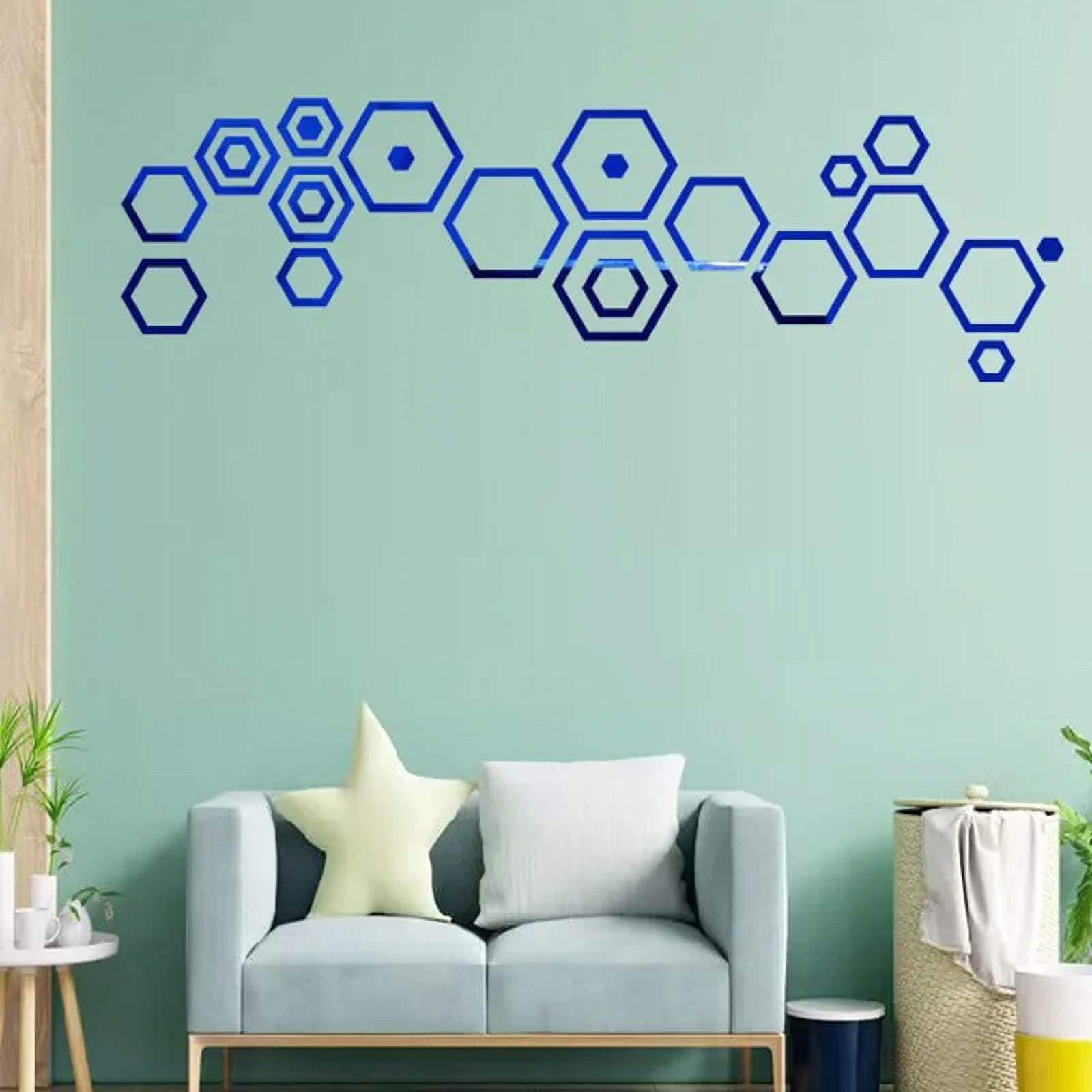 24pcs Hollow 3D Hexagonal Mirror Wall Sticker DIY Honeycomb Decoration ...