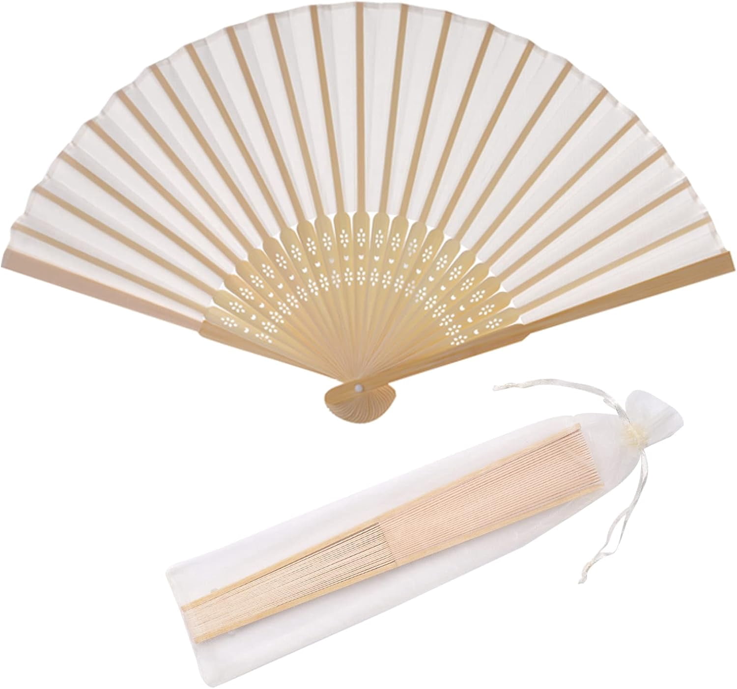 24pcs Imitated Silk Hand Fan Imitated Silk Fabric Bamboo Handheld ...