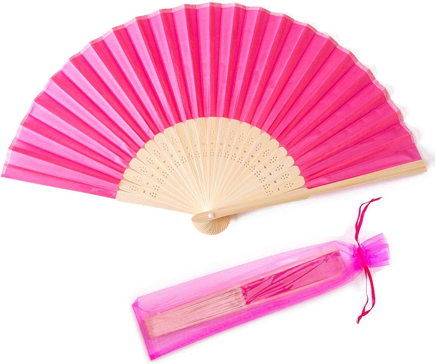 24pcs Imitated Silk Hand Fan Imitated Silk Fabric Bamboo Handheld ...