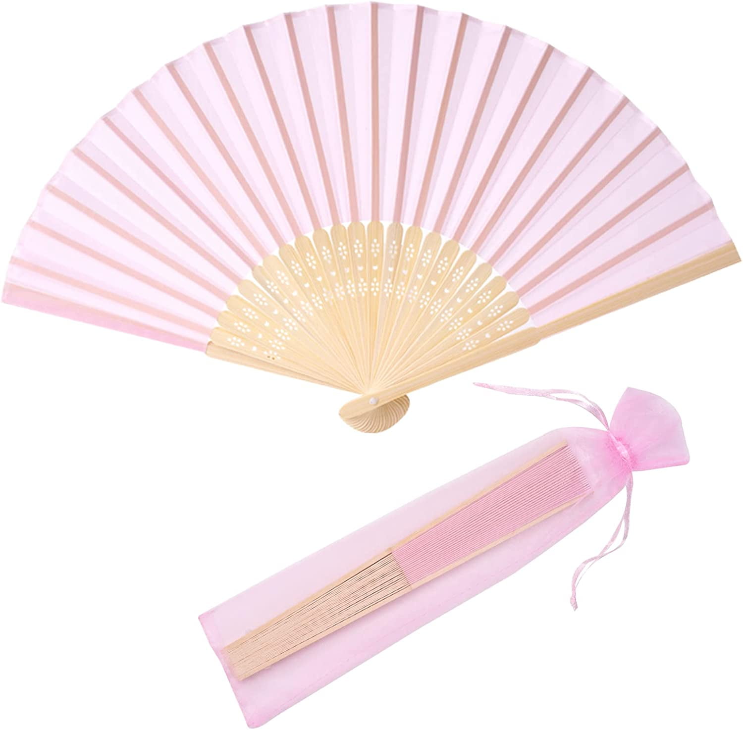 24pcs Imitated Silk Hand Fan Imitated Silk Fabric Bamboo Handheld ...