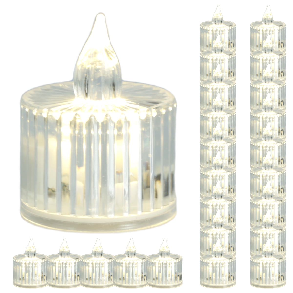 24pcs LED Tealight Candles,Crystal Candle Light for Seasonal & Festival ...