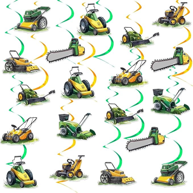 24pcs Lawnmower Party Hanging Decoration Lawn Mower Hanging Swirls ...