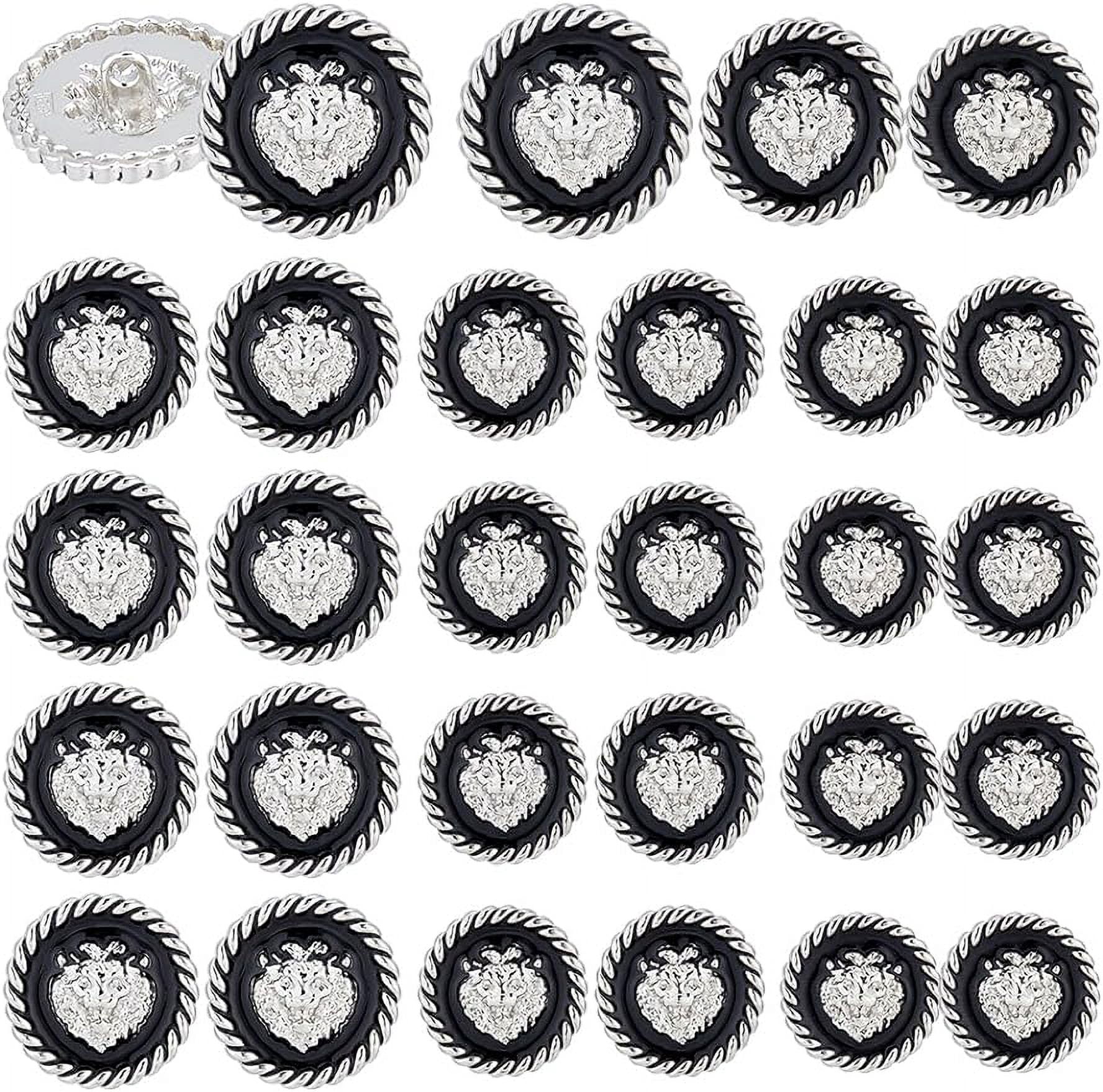 24pcs Lion Shank Buttons 3 Size Metal Enamel Blazer Buttons Black ...