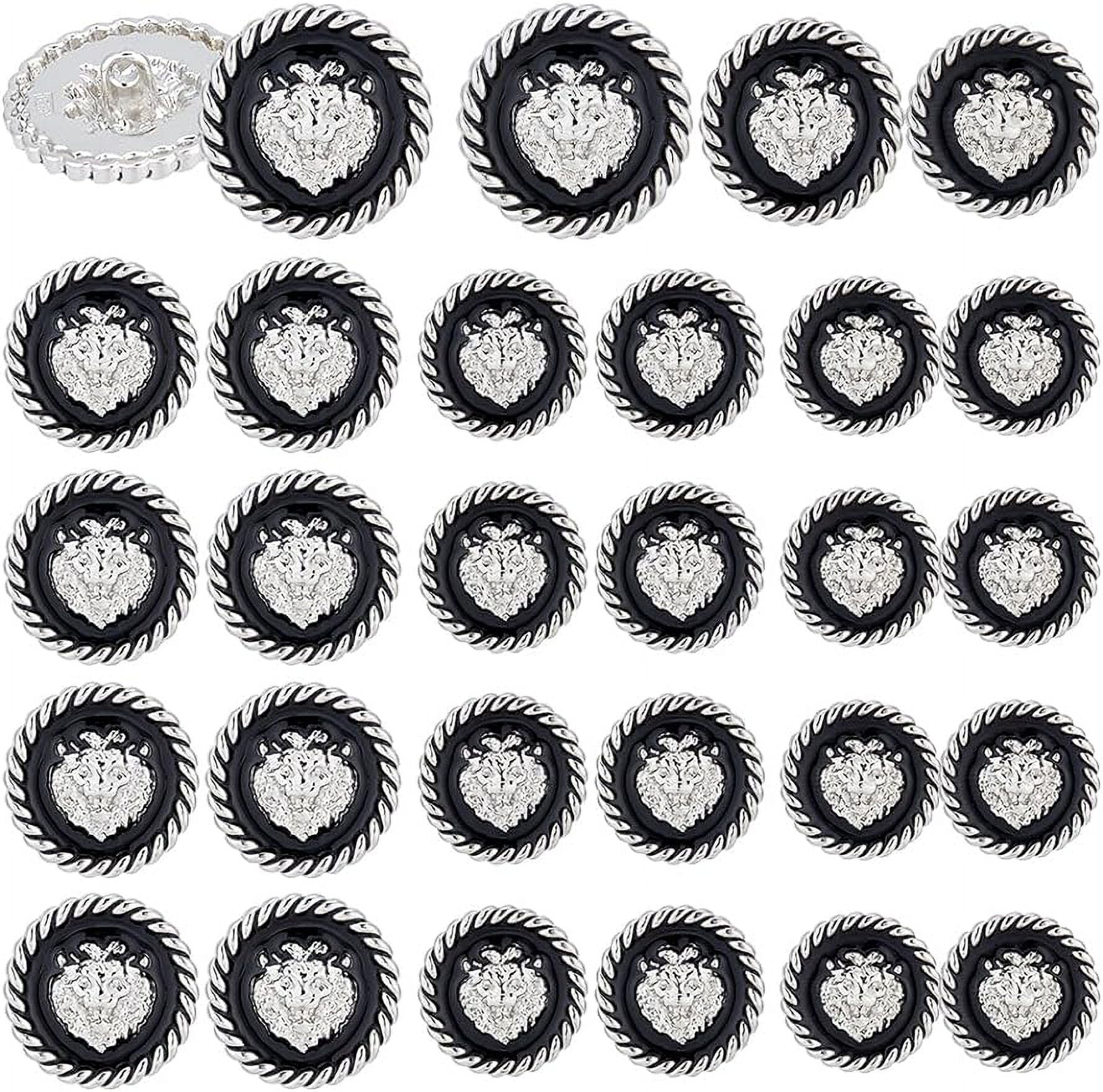 24pcs Lion Shank Buttons Metal Enamel Blazer Buttons Black Silver ...
