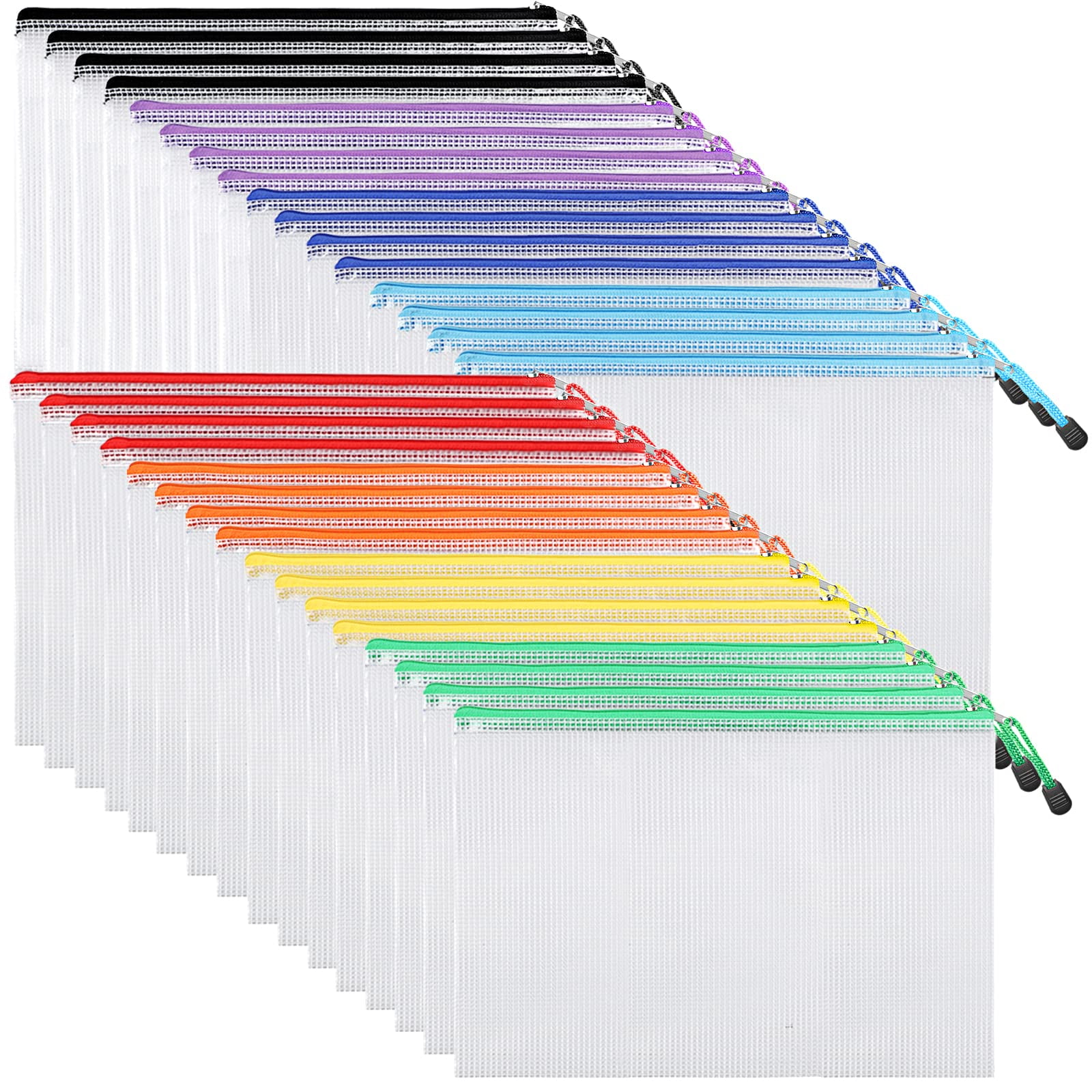 24pcs Mesh Zipper Bags, A4 Zipper Bags for Organized Storage ...