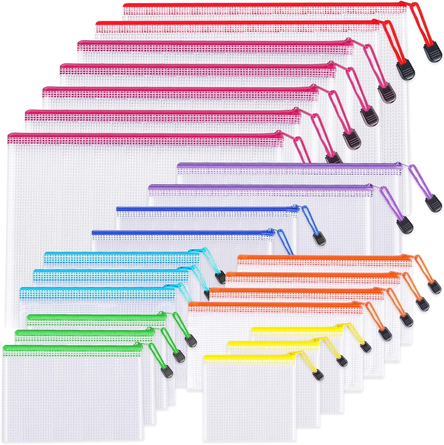 24pcs Mesh Zipper Pouch Bags - 8 Sizes Plastic Zipper Pouches for ...