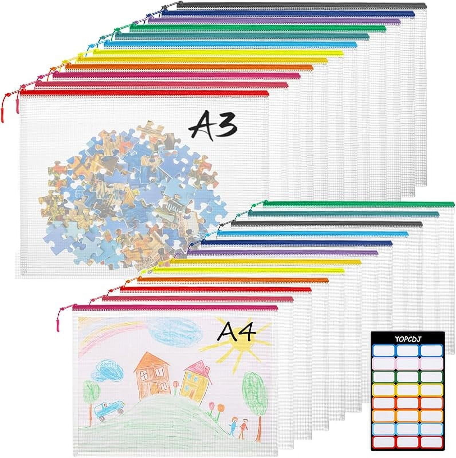 24pcs Mesh Zipper Pouch File Bags Puzzle Storage Bags, A3 17x12 Inches ...